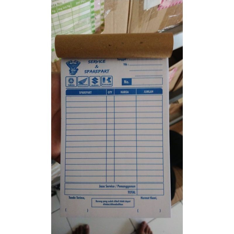 Jual NOTA BENGKEL MOTOR 2 PLAY 1/4 FOLIO UKURAN 10.5X 16 ISI 50 SET ...