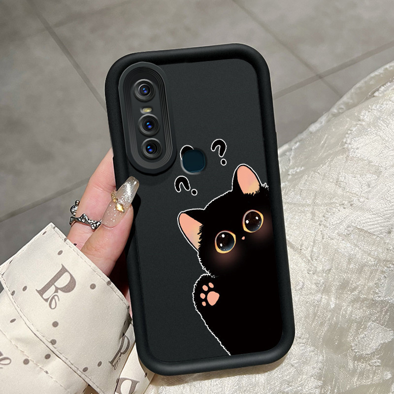 Jual Casing Hp VIVO V15 Case silikon kasing HP pola Kucing hitam lucu ...