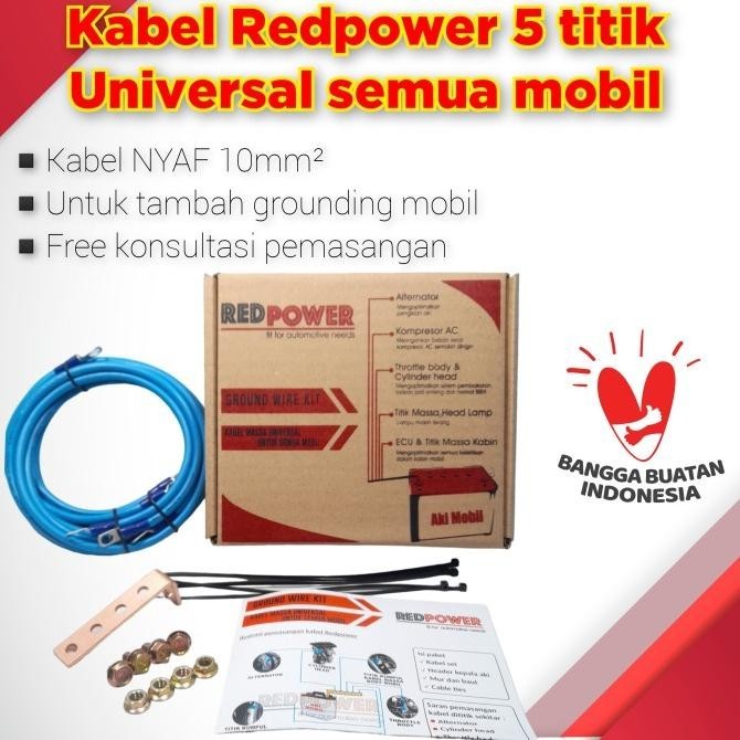 Jual Ground Wire Kit Kabel Grounding Mobil Redpower Nyaf 10Mm Biru 5 ...