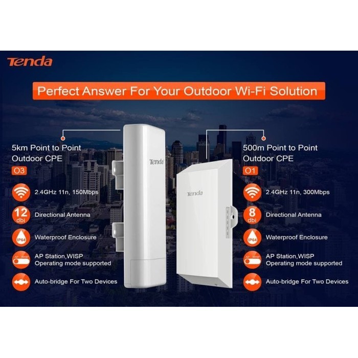 Jual Tenda O1 500M Outdoor Point To Point Cpe - Tenda 01 Wireless ...