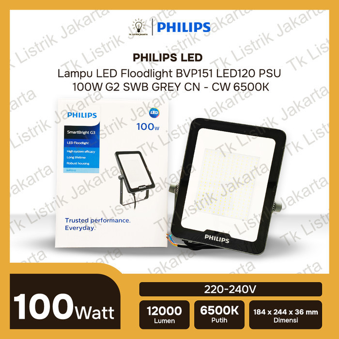 Jual Lampu Led Flood Light BVP151 LED120 PSU 100W G2 SWB GREY CN | Shopee Indonesia