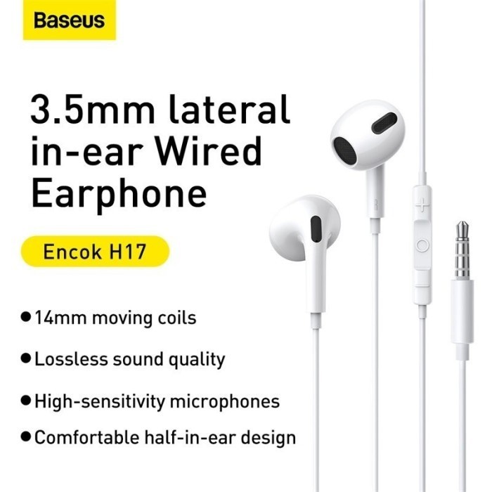 Jual Baseus Headset Handsfree Encok Jack 3.5Mm Wired Earphone H17 Mic ...