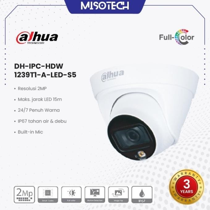 Jual CCTV DAHUA DH-IPC-HDW1239T1-A-LED-S5 2MP IP INDOOR FULL COLOR MIC T0606 | Shopee Indonesia