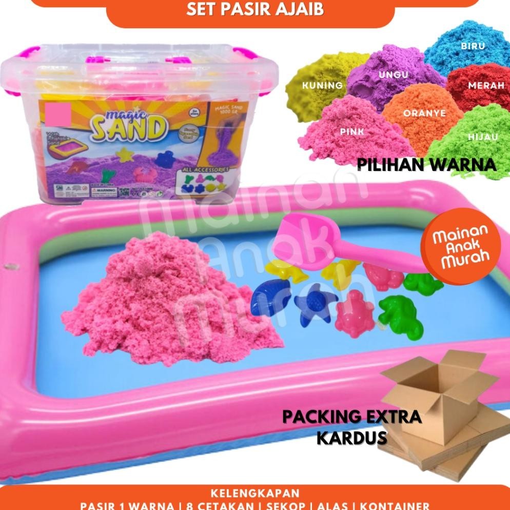 Jual Paket Pasir Ajaib Set Magic Sand 1 Kg / Cetakan Sekop Alas Balon ...