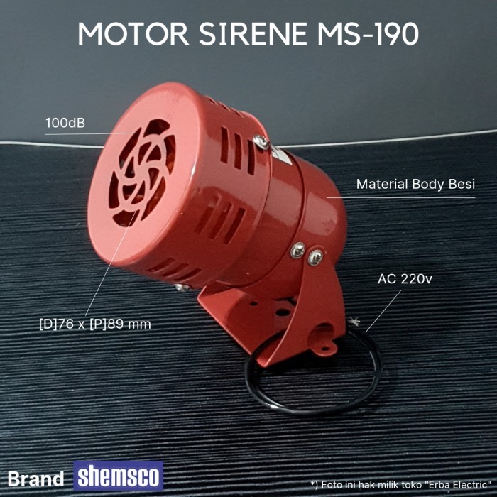 Jual SHEMSCO MS-190 220V AC MOTOR SIRENE SIREN ALARM PABRIK KUAT ...