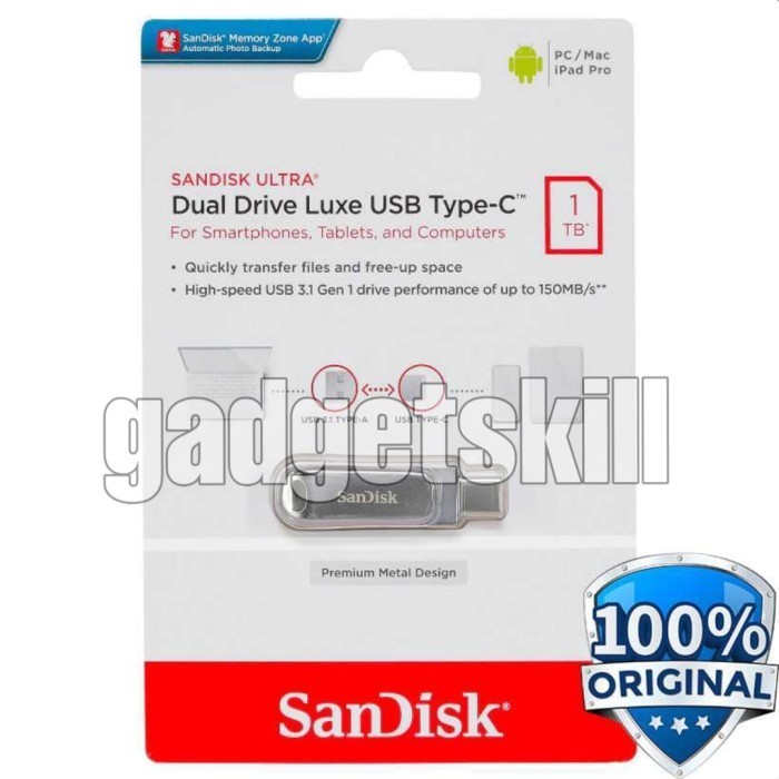 Jual Flashdisk Sandisk Otg Usb Type C Ultra Dual Drive Luxe 1Tb Flashdisc | Shopee Indonesia