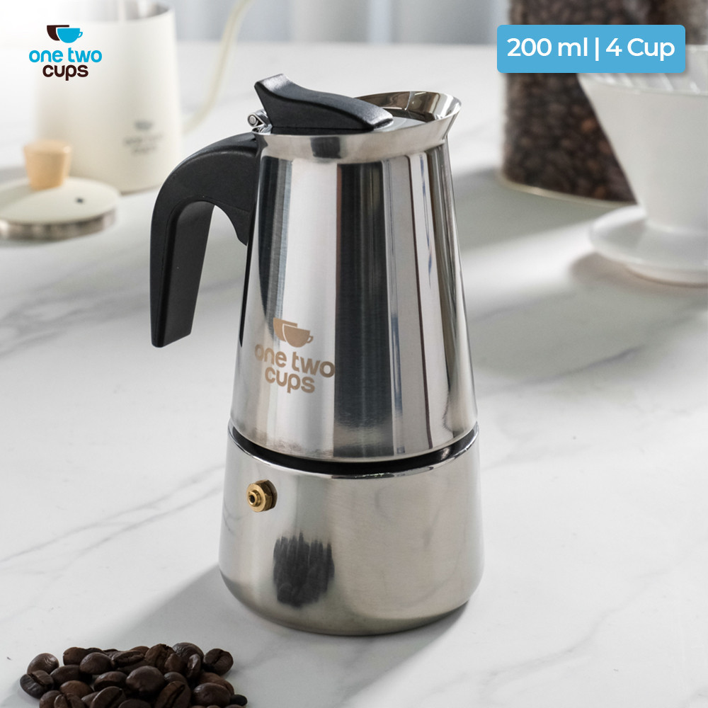 Jual One Two Cups Moka Pot Espresso Coffee Maker Stovetop 4 Cup 200ml - Z20 | Shopee Indonesia