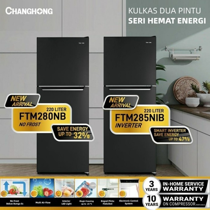 Jual Kulkas Changhong 2 Pintu Ftm280Nb Kapasitas 220L - Tanpa Bunga Es | Shopee Indonesia