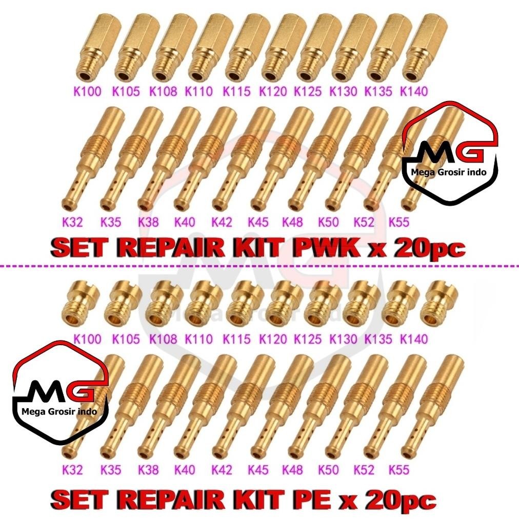 Jual hj-77 SET REPAIR KIT 20 PC PILOT JET MAIN JET PE / PWK ASLI ...