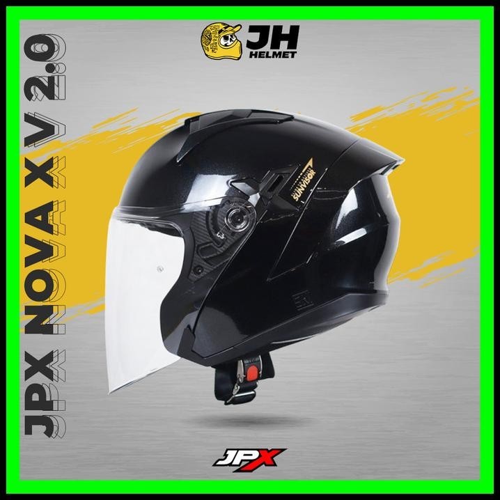 Jual Helm Jpx Nova X V2.0 I Solid Black Glossy I Half Face I Jual Helm ...