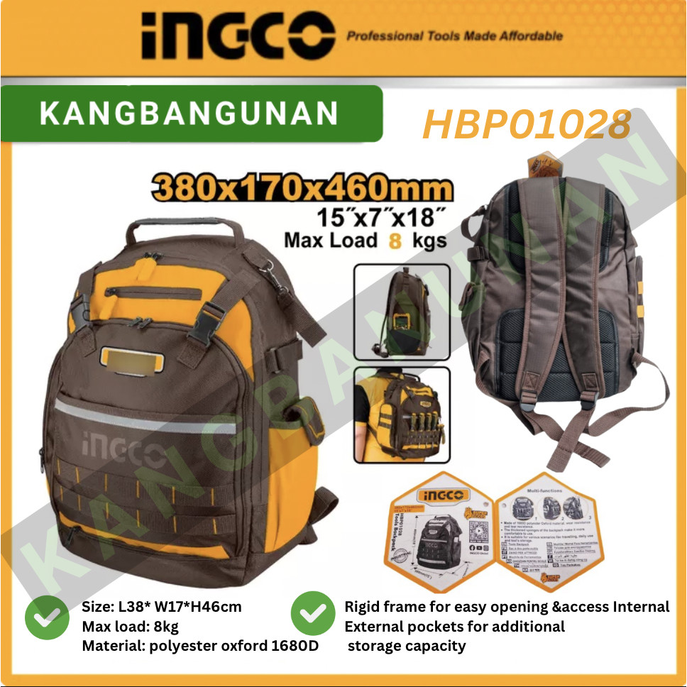 Jual Tools Backpack (8 kg) INGCO HBP01028 Tas Ransel Alat Perkakas ...