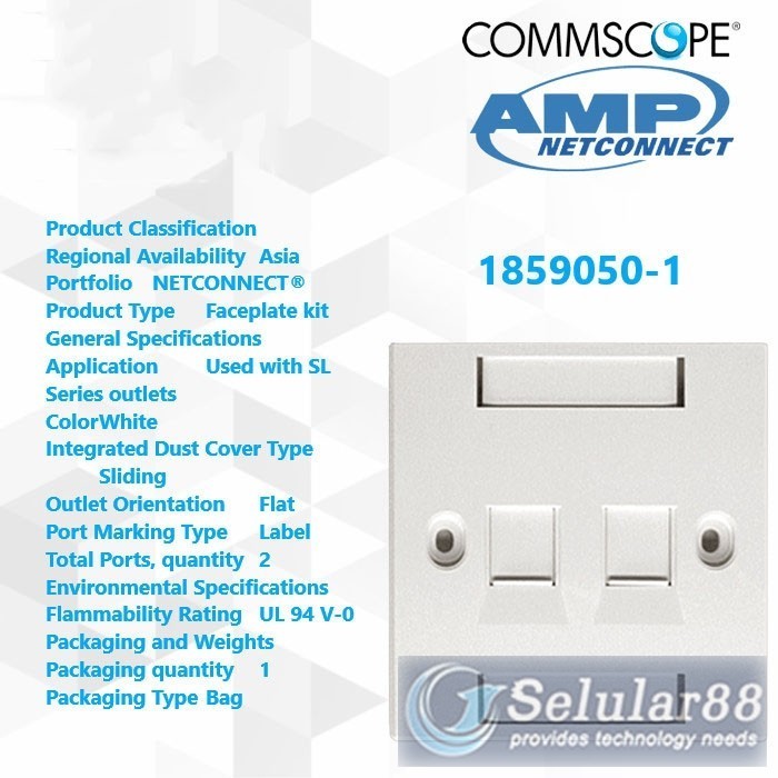 Jual AMP Commscope 1859050-1 Faceplate Kit 2Port British Standard ...