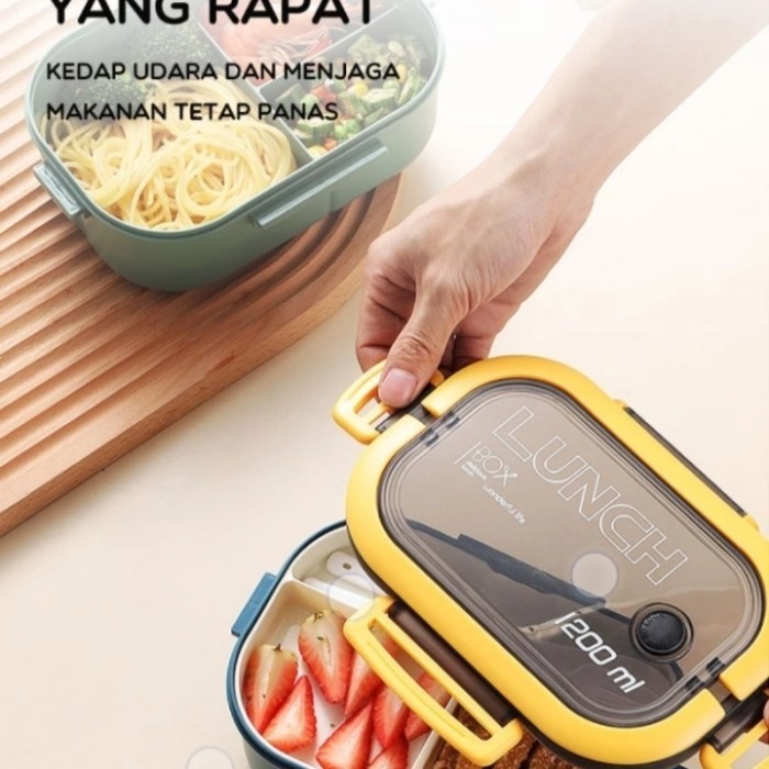 Jual Bonbox Btw21203 Kotak Bekal Makanan Anak Lunch Box 2 Layer 6 Grid ...