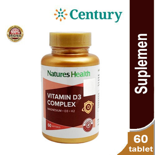 Jual NATURES HEALTH VITAMIN D3 COMPLEX MEGNESIUM + D3 + K2 60 SOFTGELS ...