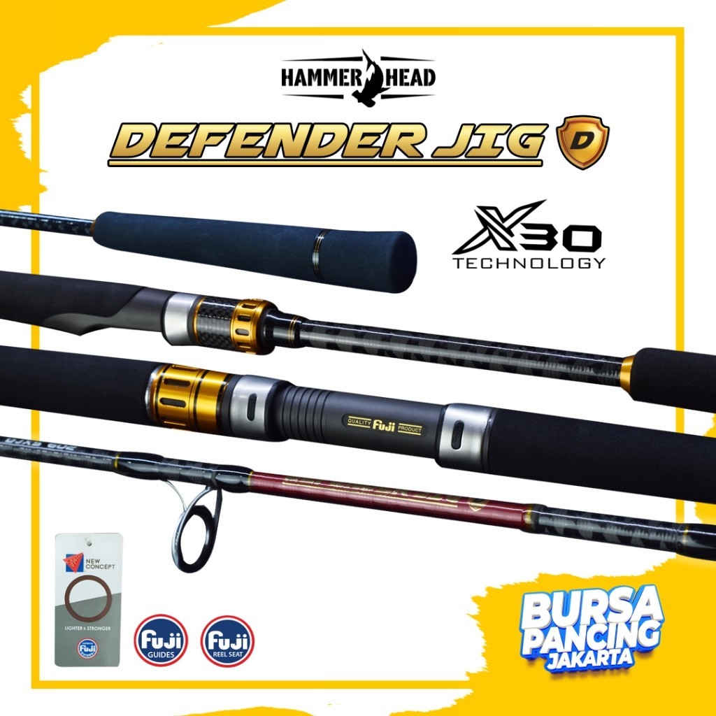 Jual HAMMERHEAD Joran Spinning DEFENDER JIG 180CM PE 1-3 & 2-4 Carbon ...