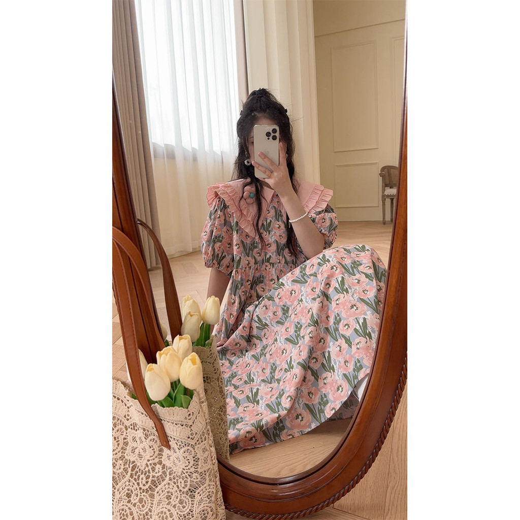 Jual Gaun Kerah Peter Pan Ukuran Plus Besar Bergaya Korea, Gaun ...