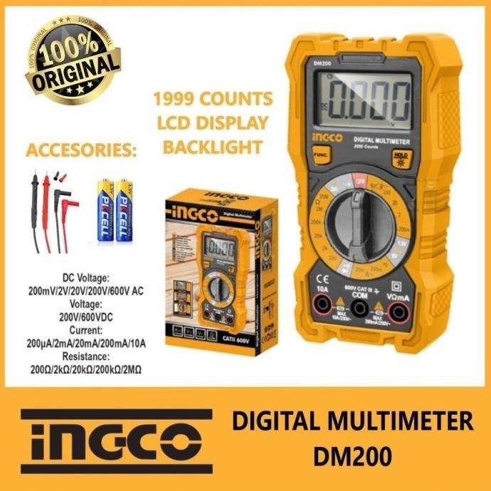 Jual INGCO DM200 - MULTIMETER DIGITAL 600V / DIGITAL MULTITESTER 600V ...