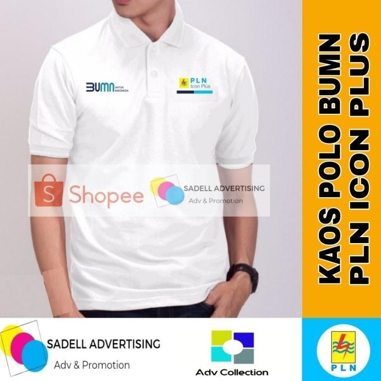 Jual Kaos Polo PLN Icon Plus BUMN Putih Lengan Pendek Bordir Baju Kerja ...