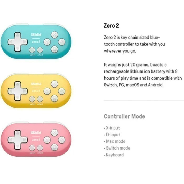 Jual 8Bitdo Zero 2 Bluetooth Gamepad Mini Controller Multiplatform ...