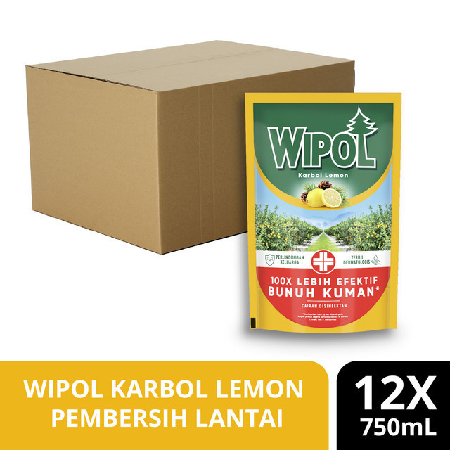 Jual WIPOL KARBOL LEMON PEMBERSIH LANTAI REFILL 750ML (Isi 12) | Shopee ...