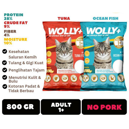 Jual WOLLY PLUS 800 Gram Adult Dry Cat Food Makanan Kucing WOLLY+ 800 ...