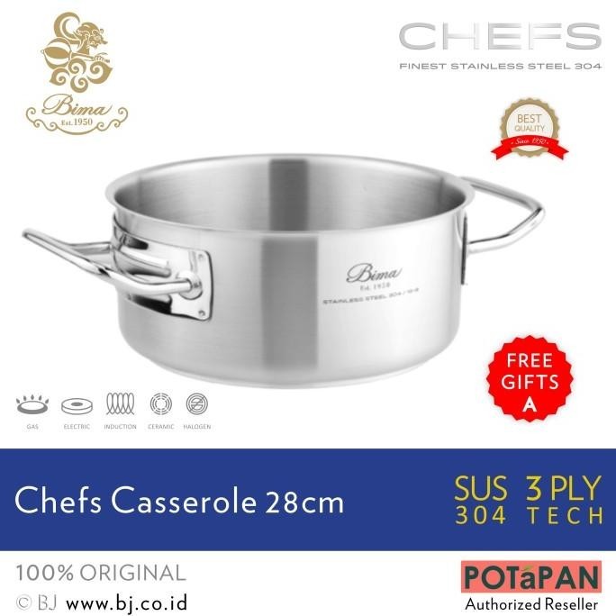 Jual Panci Bima Chefs Casserole D28Cm X T12Cm Sus 304 3Ply + Free Gift | Shopee Indonesia