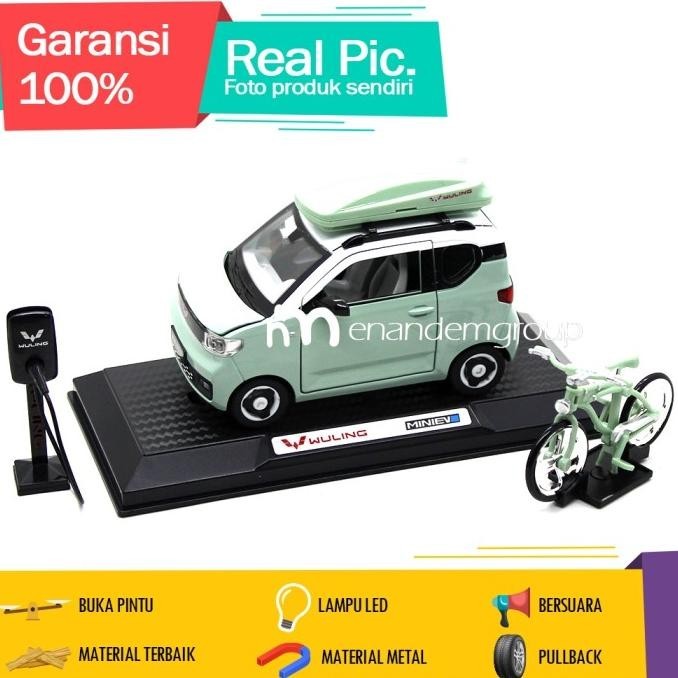 Jual Diecast Mainan Mobil Listrik Wuling Air Ev Besi Metal Set Led ...