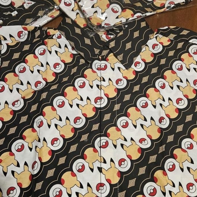 Jual Kemeja Batik Pria Pendek Pokemon Pikachu Batik / Batik Pikachu | Shopee Indonesia