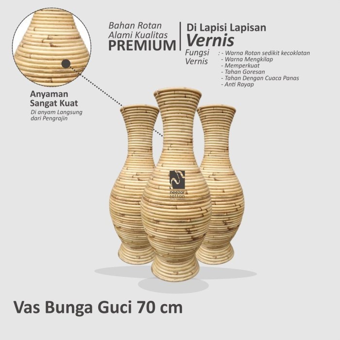 Jual Gra Vas Bunga Guci Pot Tempat Bunga Dari Rotan Unik 70 Cm | Shopee ...