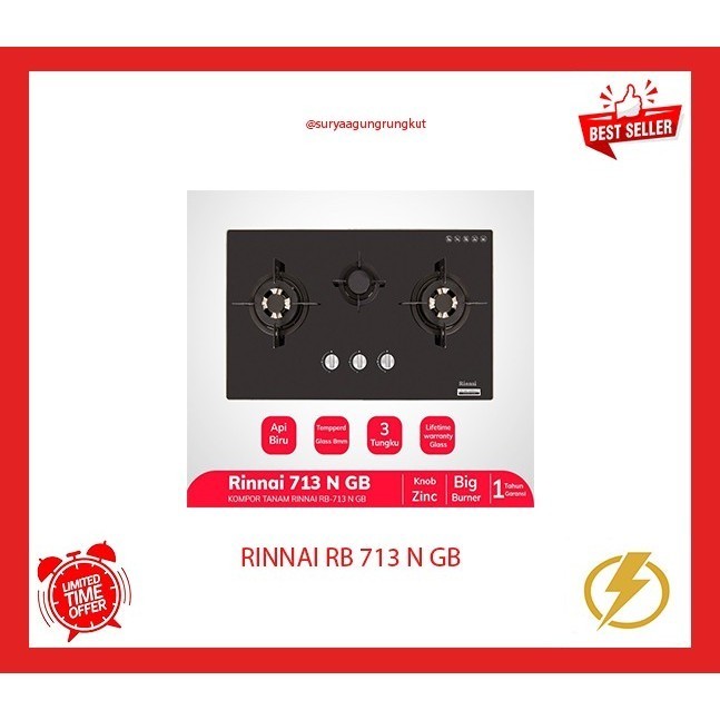 Jual KOMPOR GAS TANAM RINNAI 3 TUNGKU RB - 713N (GB) | Shopee Indonesia