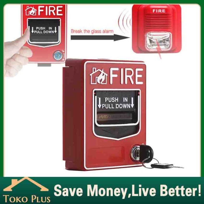 Jual Red Break Glass Fire Alarm Manual Tanda Kebakaran Call Point ...