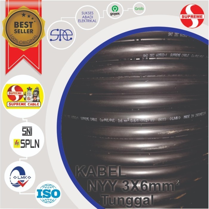 Jual Kabel Tunggal Nyy 3X6 3 X 6 Outdoor Supreme Hitam | Shopee Indonesia
