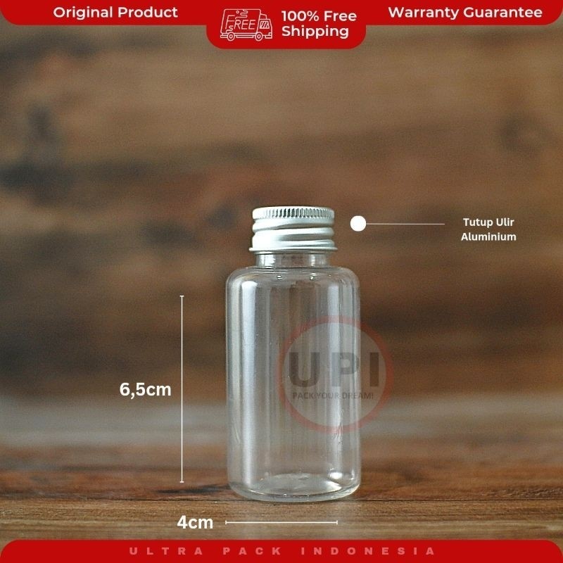 Jual KEMASAN MINUMAN BOTOL FOOD GRADE - BOTOL PET TUBULAR 60ML CLEAR + TUTUP ULIR ALUMINIUM ...