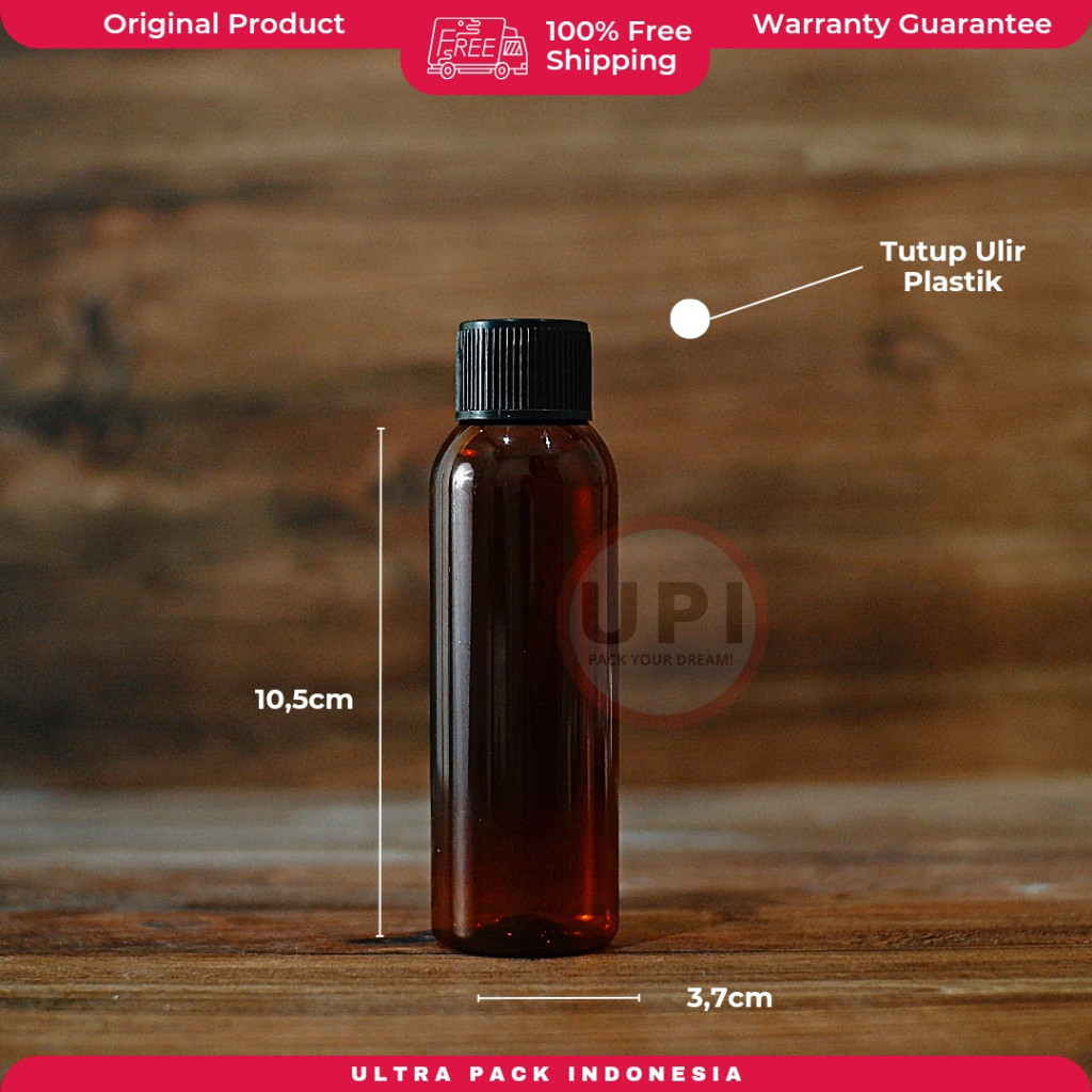 Jual KEMASAN MINUMAN BOTOL FOOD GRADE - PET BR 100ML AMBER + TUTUP ULIR PLASTIK HITAM | Shopee ...