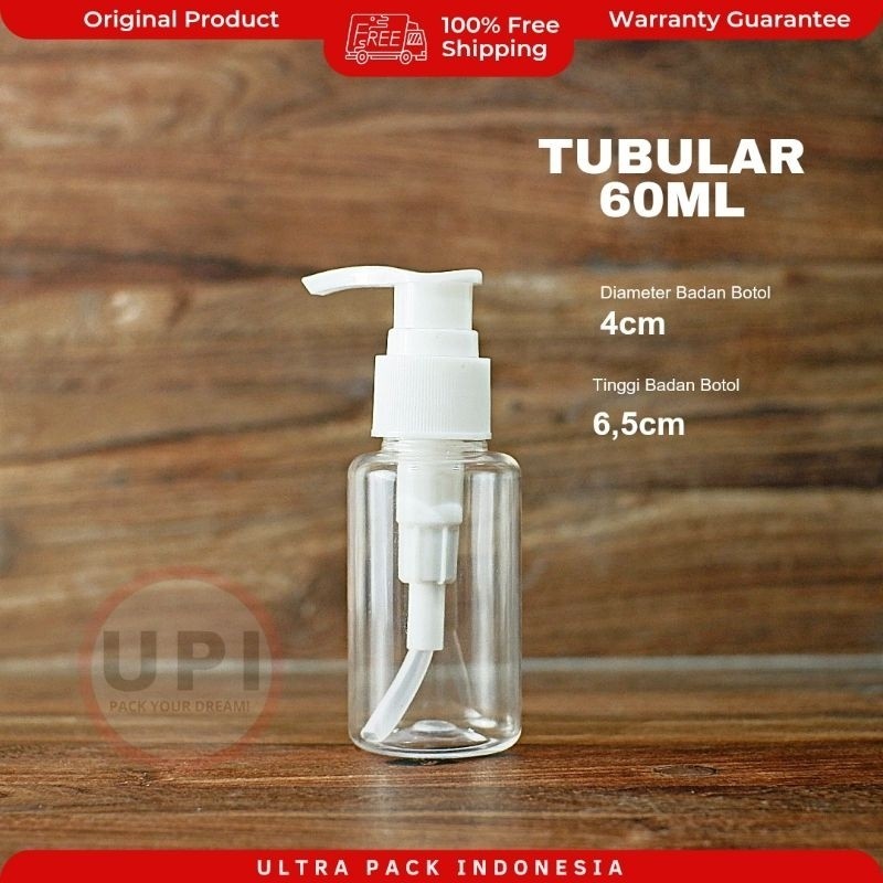 Jual KEMASAN BOTOL POMPA ISI ULANG - BOTOL PET TUBULAR 60ML CLEAR + LOTION PUMP | Shopee Indonesia