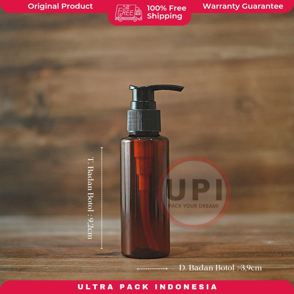 Jual KEMASAN BOTOL POMPA ISI ULANG - BOTOL PET RF 100ML AMBER + LOTION ...