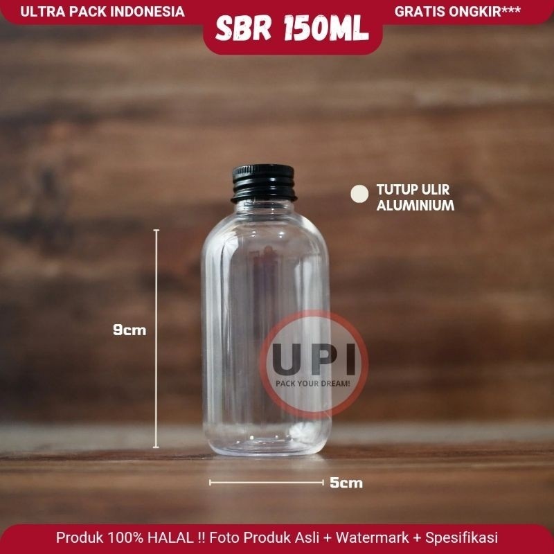 Jual KEMASAN MINUMAN BOTOL FOOD GRADE - BOTOL PET SBR 150ML CLEAR + TUTUP ULIR ALUMINIUM ...