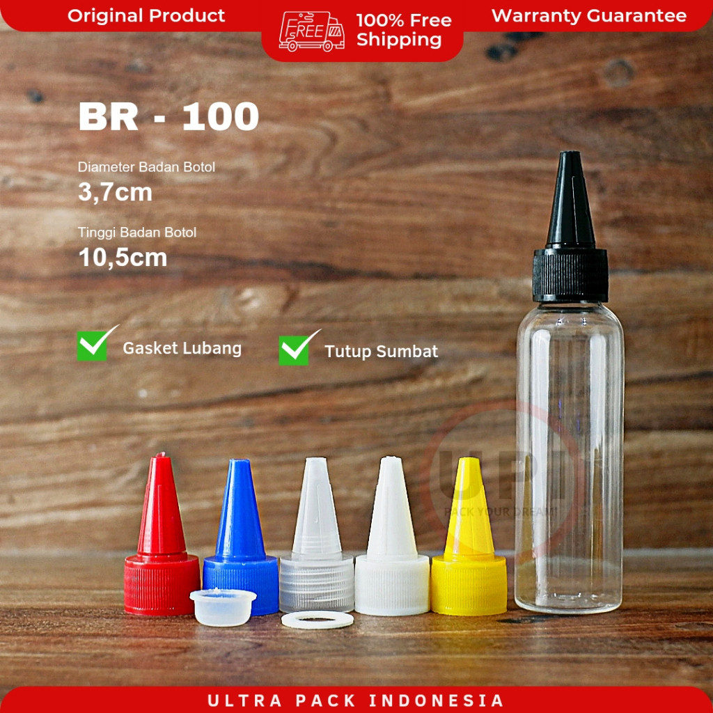 Jual Botol Tinta Isi Ulang Anti Bocor - BOTOL PET BR 100ML CLEAR ...