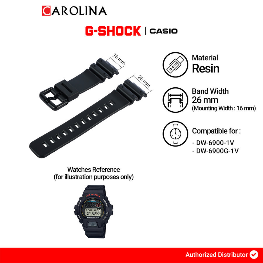 Jual Tali Strap G-SHOCK DW-6900 / DW-6900G 26mm Black Resin 71604262 ...