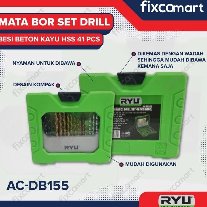 Jual RYU MATA BOR SET DRILL BESI BETON KAYU HSS 41 PCS - PAKET MATA ...