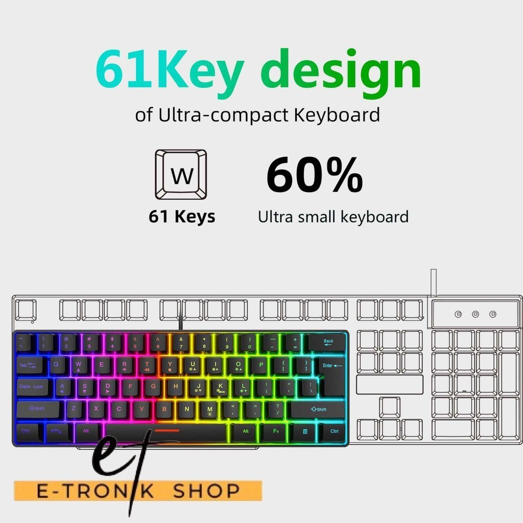 Jual OWLTECH Y-FRUITFUL Keyboard Gaming RGB Backlit Mechanical Feel 61 ...