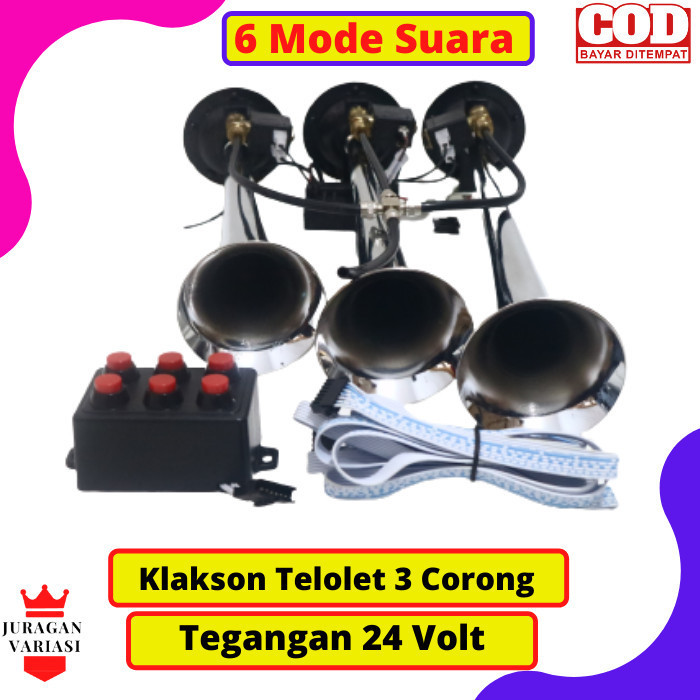 Jual Klakson Terompet Trompet Angin Telolet 3 Corong Mobil Truk Bus 24 ...