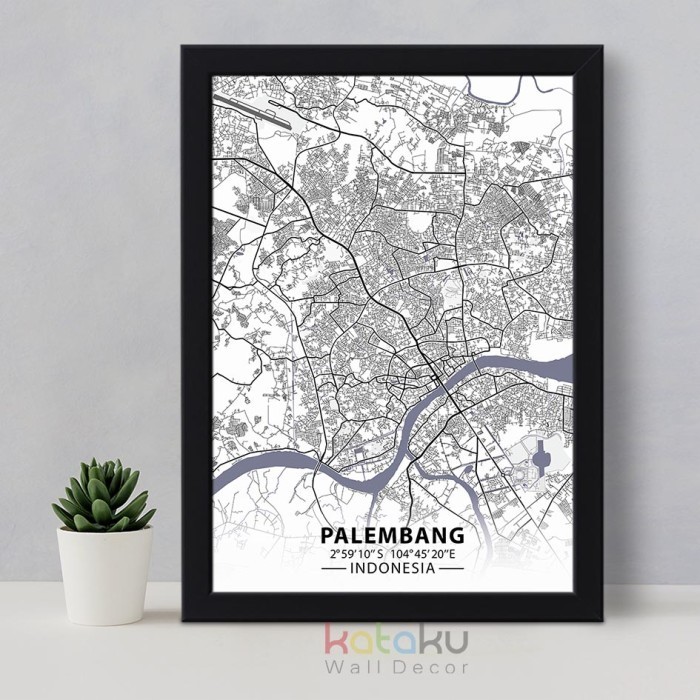 Jual City Map Art Poster Peta Palembang Aceh Jambi Batam Hiasan Dinding ...