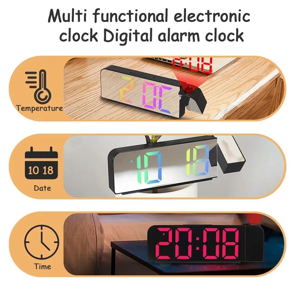 Jual jk-54 JD-8013 Jam Digital Proyektor Warna Rainbow Jam Meja LED ...