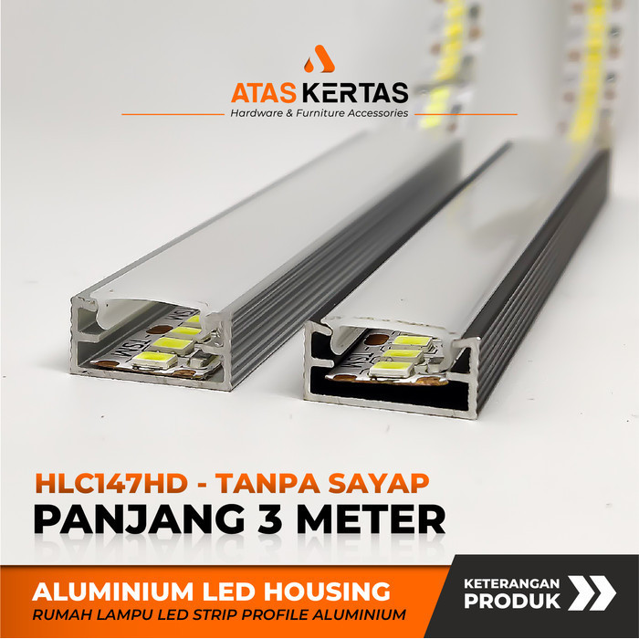 Jual Rumah Lampu Led Strip 3 M / Housing Kap Rel Lis Profile Led Strip ...