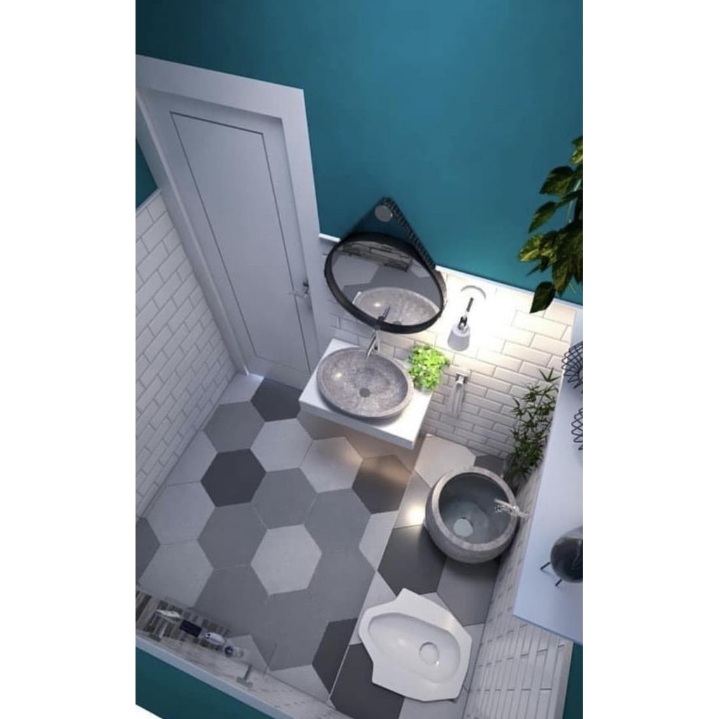 Jual Keramik Roman Hexagonal Kamar Mandi Wc Toilet Kekinian Hitam Abu ...