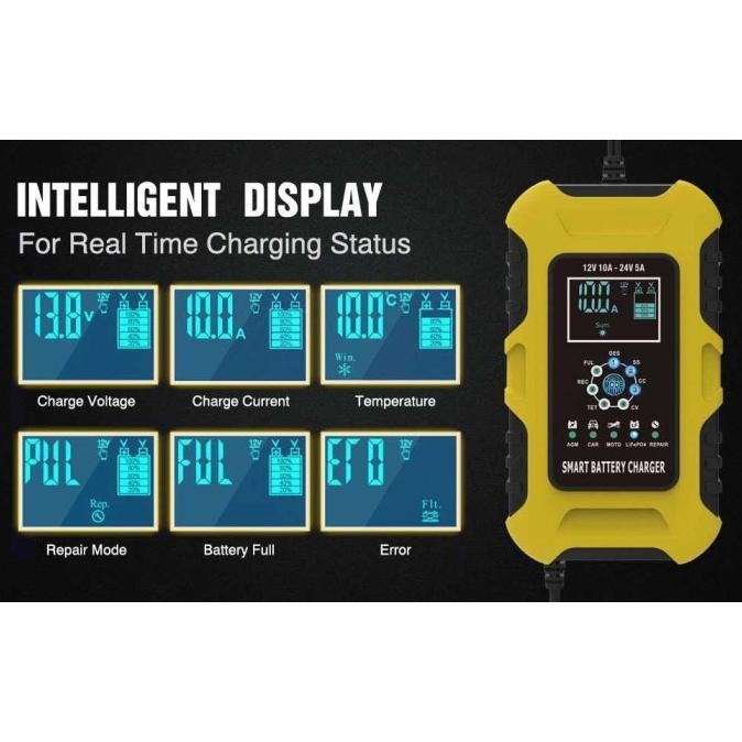 Jual Carger Aki Mobil / Charger Aki Motor Lcd 12V/24 A 10A 6-180 Ah ...