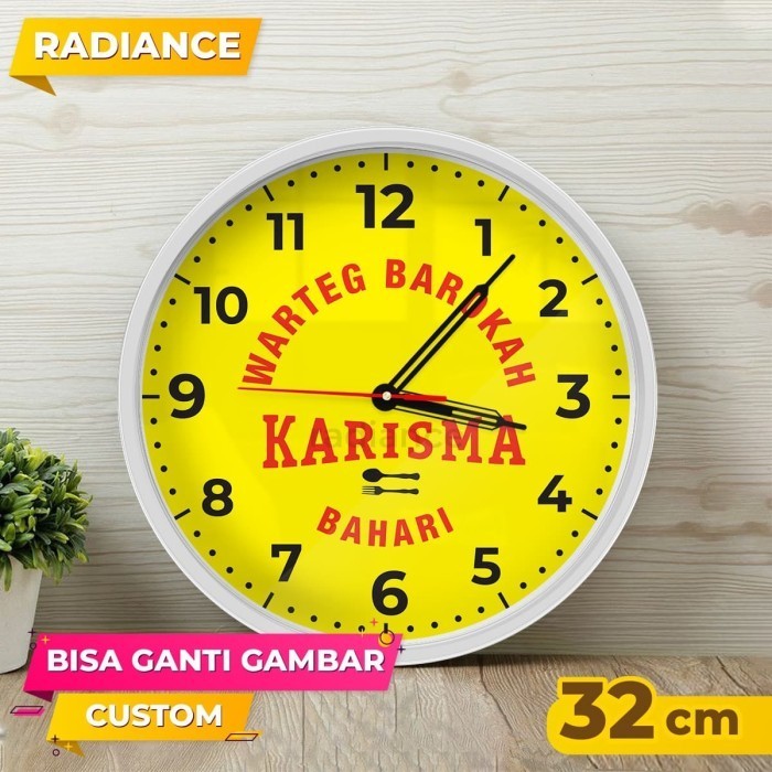 Jual Jam Dinding Resto Warung Bakso Custom Ganti Gambar 32Cm Ada Kaca ...