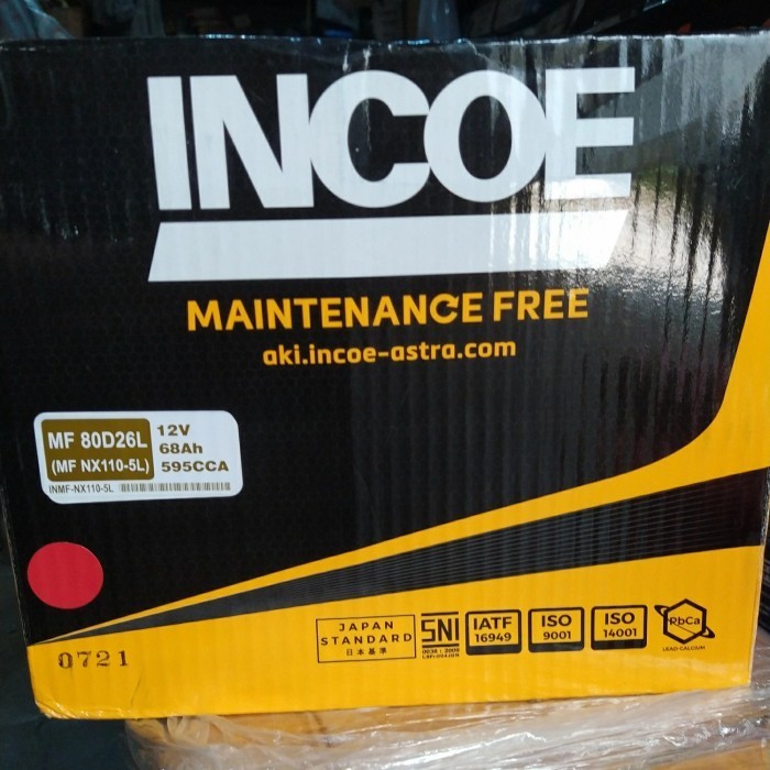 Jual Ready aki mobil Incoe mf type 80D26L / NX110-5L 12 v 68 ah khusus ...