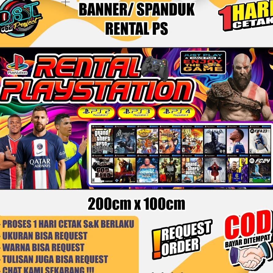 Jual Banner / Spanduk Rental Ps Playstation Ukuran 200Cm X 100Cm ...
